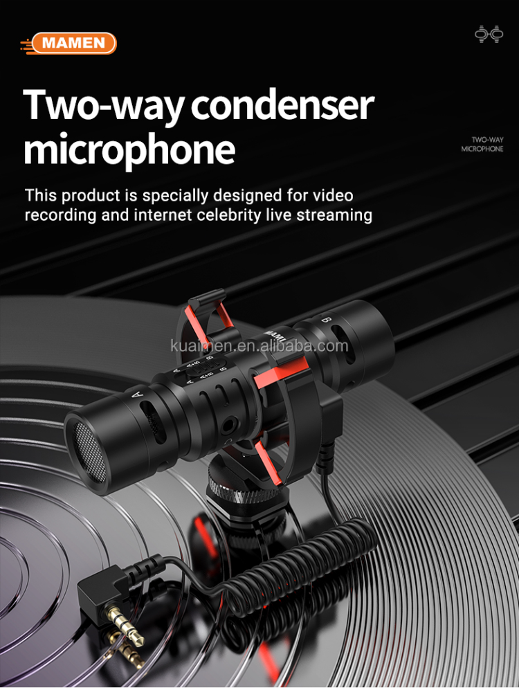 Interview Two Way On-camera Mic Vlog Video Cardioid Recording Dual Head ...