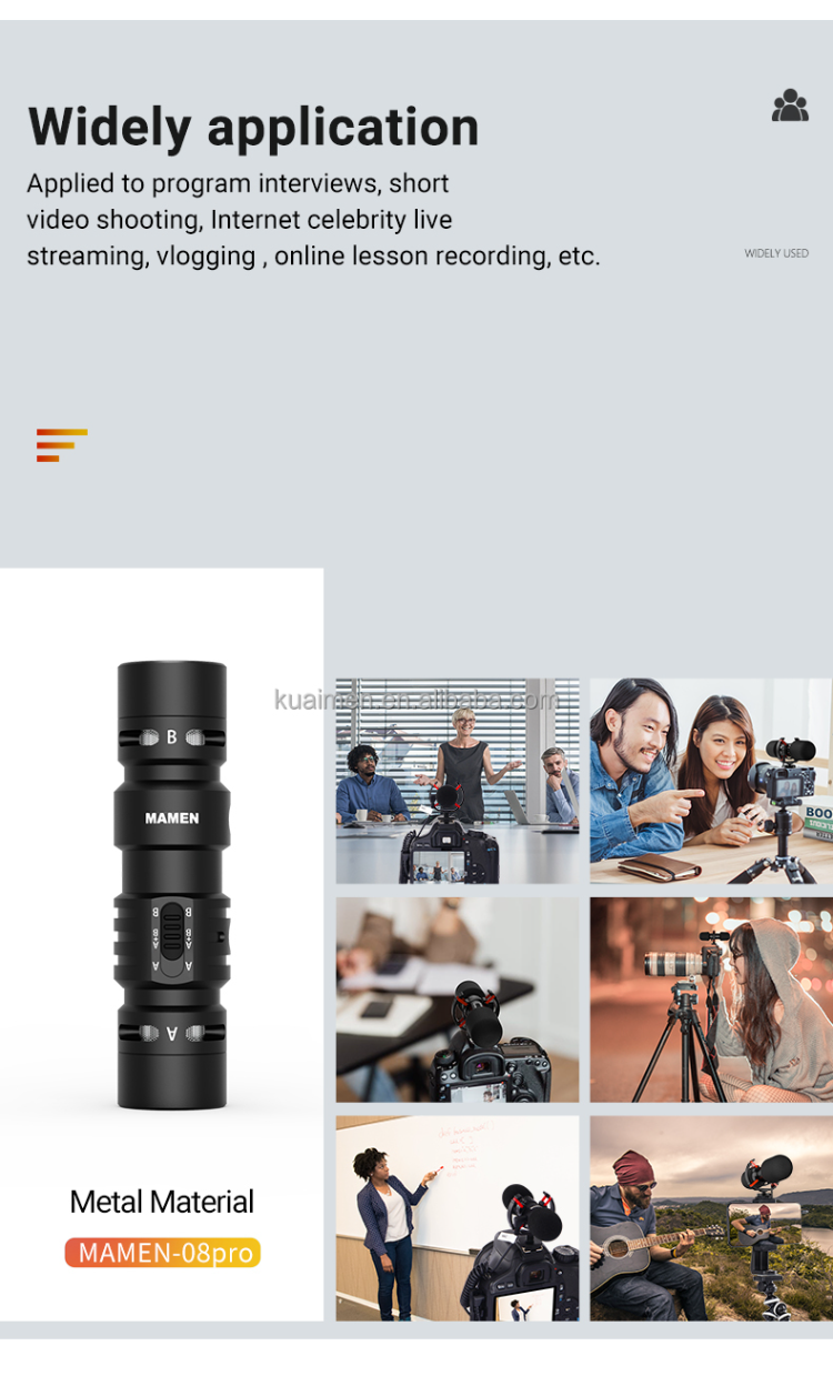 Interview Two Way On-camera Mic Vlog Video Cardioid Recording Dual Head ...