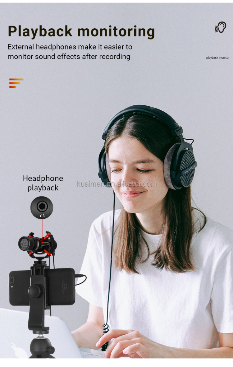 Interview Two Way On-camera Mic Vlog Video Cardioid Recording Dual Head ...