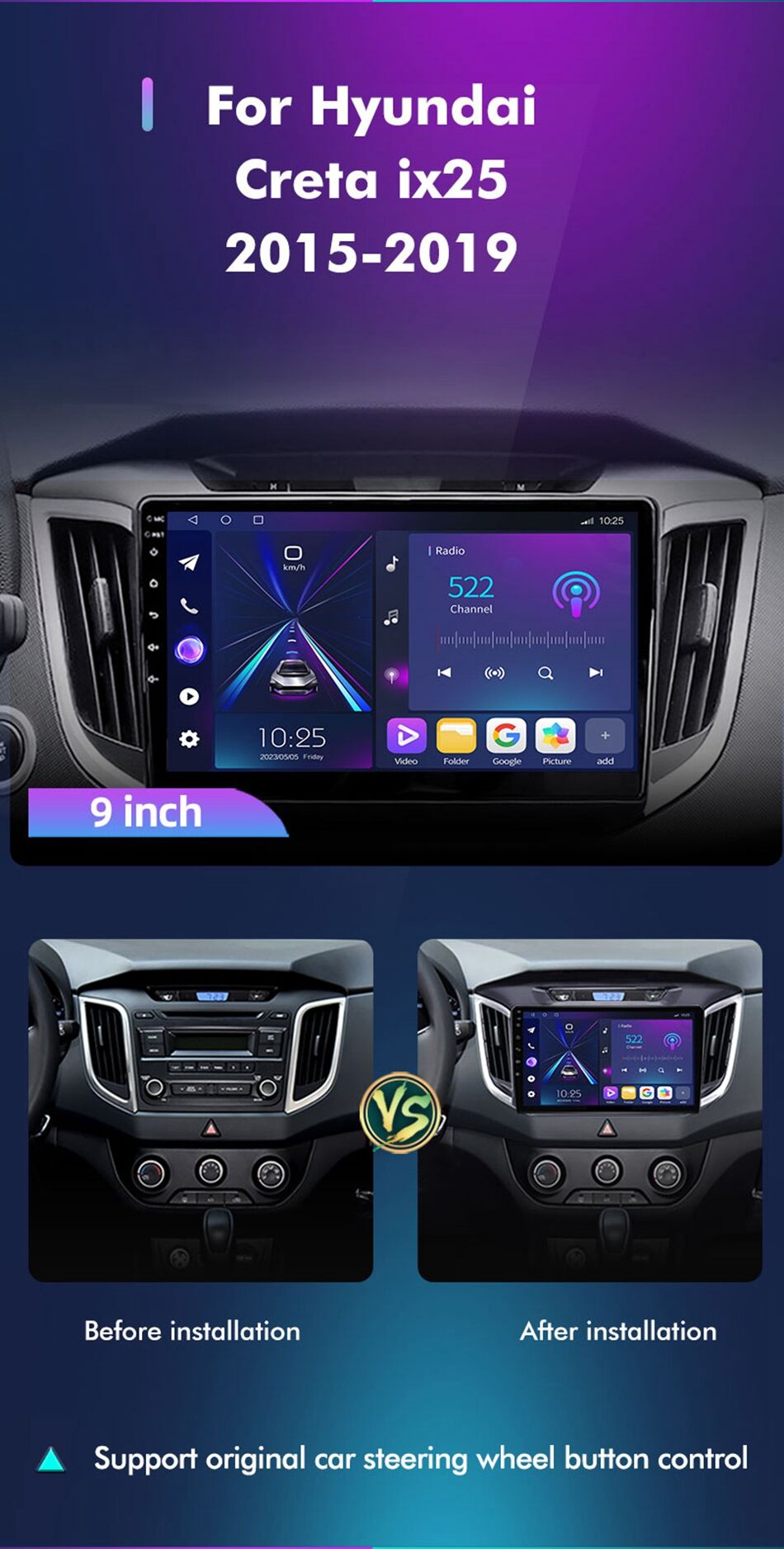 Universal 7 9 10 Inch A100 Solution Car Touch Screen Android 10 Car ...