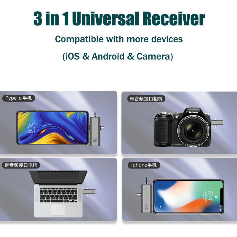2.4g Cordless Double Mics 3 In 1 Receiver With Noise Reduction ...