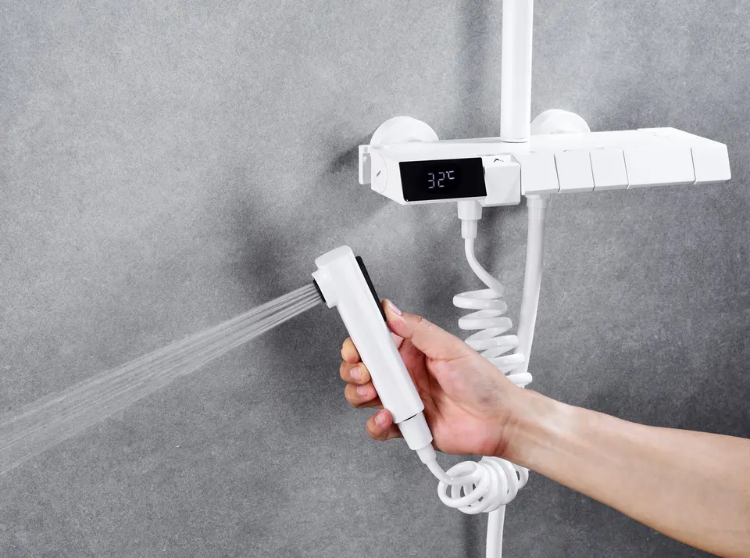 Sanipro Luxury White Bath Room Sliding Piano Key Button Digital Shower ...