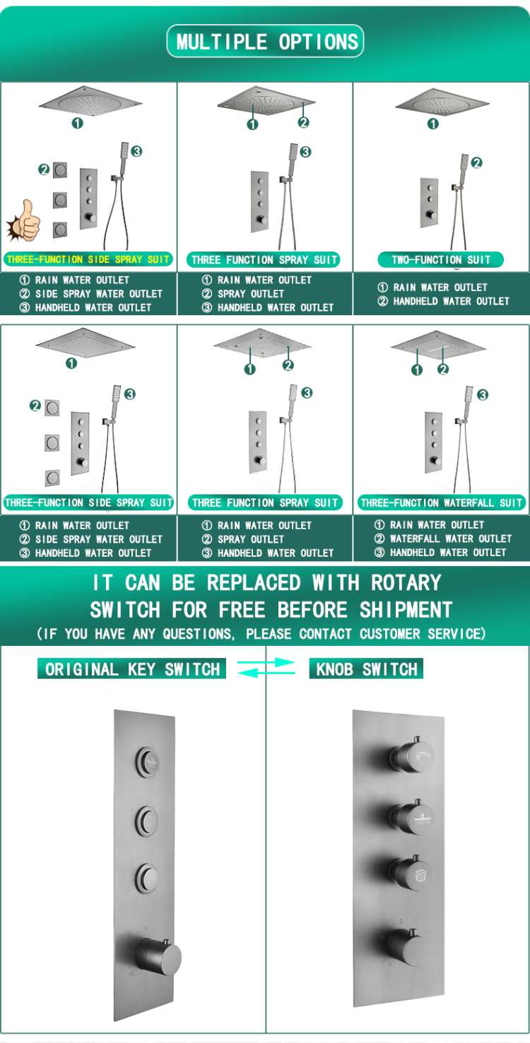 Aosgrohe Wholesale Concealed Shower Suit Customization Ceiling Shower ...