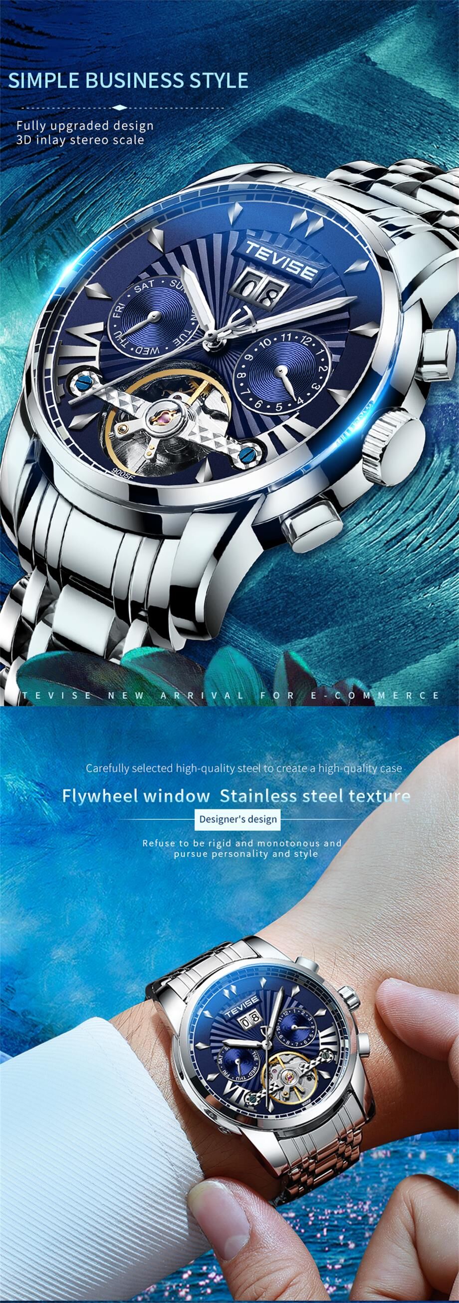 Tevise Automatic Watch Stainless Steel Best Budget Automatic Watch For ...