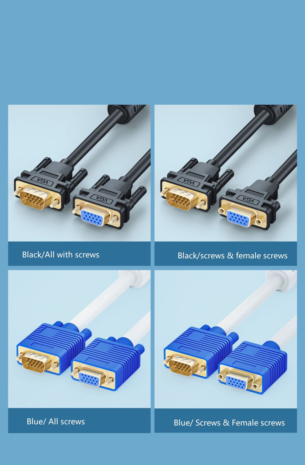 Buy Wholesale China Vga Cable, Vga 3+6 Cable Male To Female With Two ...