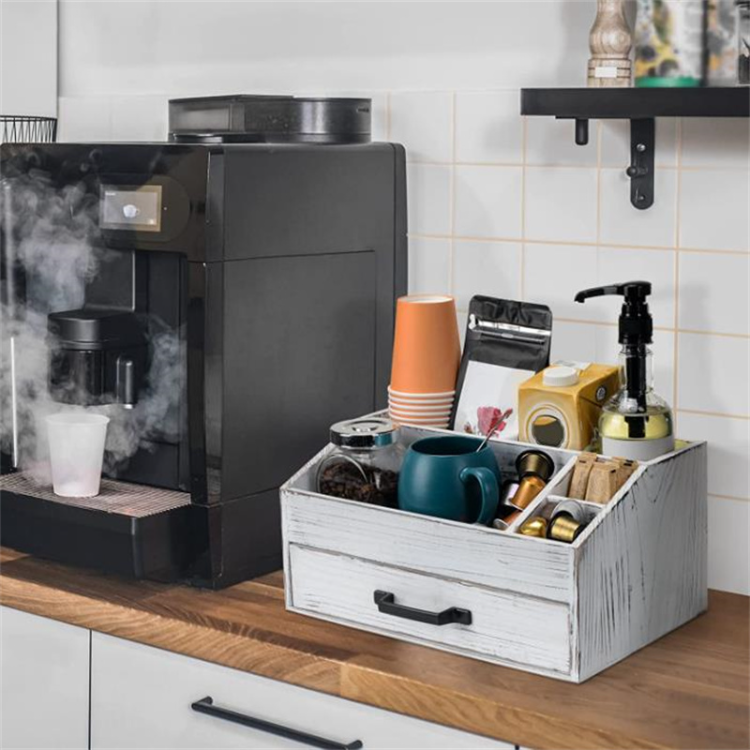Vintage Counter Coffee Pods Drawer Holder Desktop Organizer Wooden ...