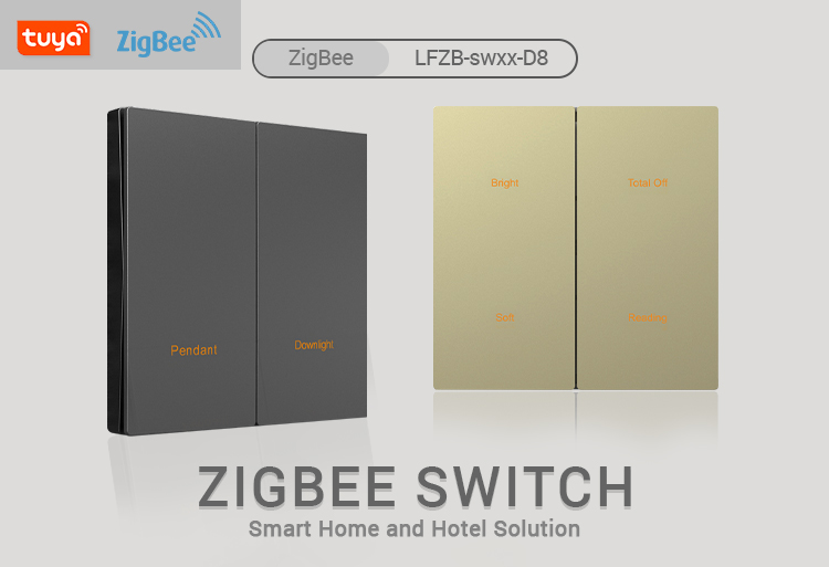 Hotel Light 4 Gang Mini Room Wall Smart Zigbee Scene Switch Voice Control Alexa Switch, Light ...