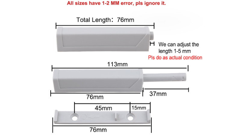 Roeasy Aluminium Magnetic Door Damper Buffers Kitchen Cabinet Catches Door Stop With Srews Push ...