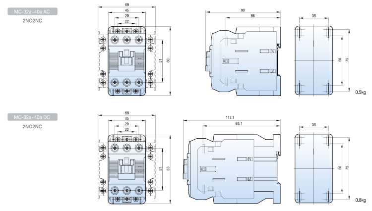 Buy Wholesale China Mc Contactor 3-phase 85a Mc-85b + Mt-95 Magnetic Ac ...