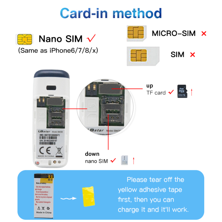 Bm30 2g 0.66inch 350mah Small Size Button Keypad Mini Phone Telephone ...