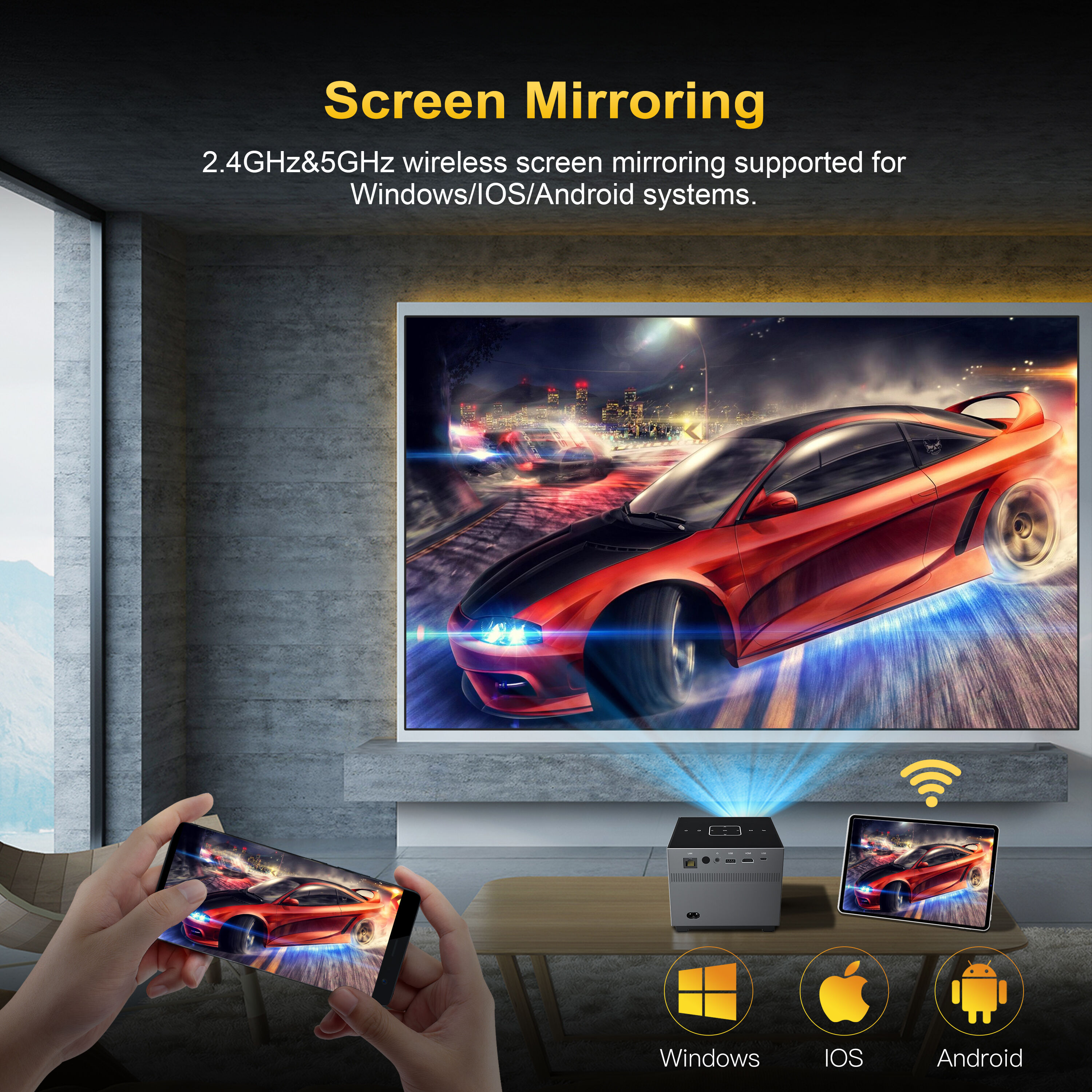 Buy Wholesale China Full Hd Pocket Projector 8000 Lumens 200" Screen ...