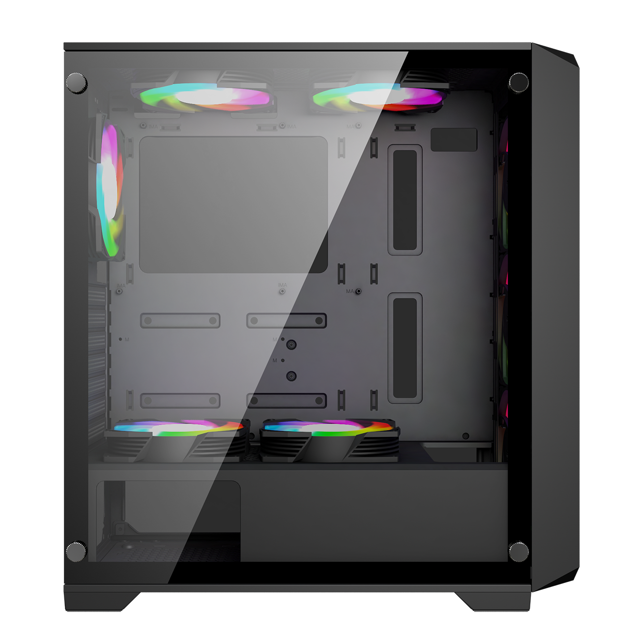 Atx Gaming Computer Case With Rgb Fans & Tempered Glass For Gaming ...