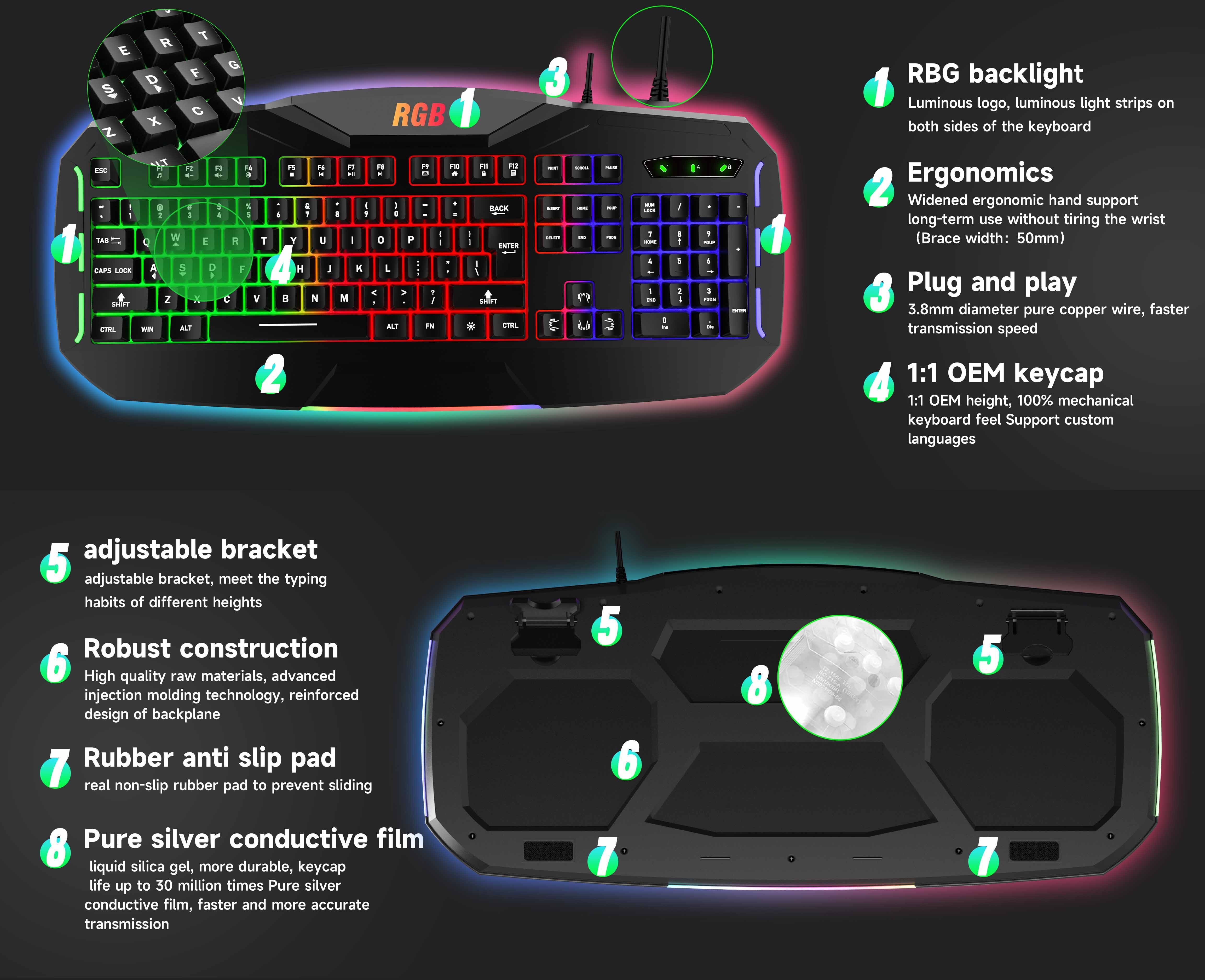 Buy Wholesale China Usb Custom Layout Color Rgb Backlight Computer ...
