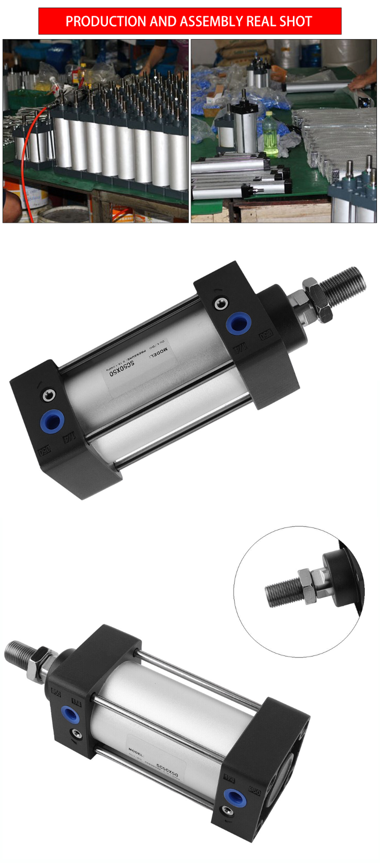 Sc63x25 Stroke Single Rod Double Action Pneumatic Air Cylinder ...
