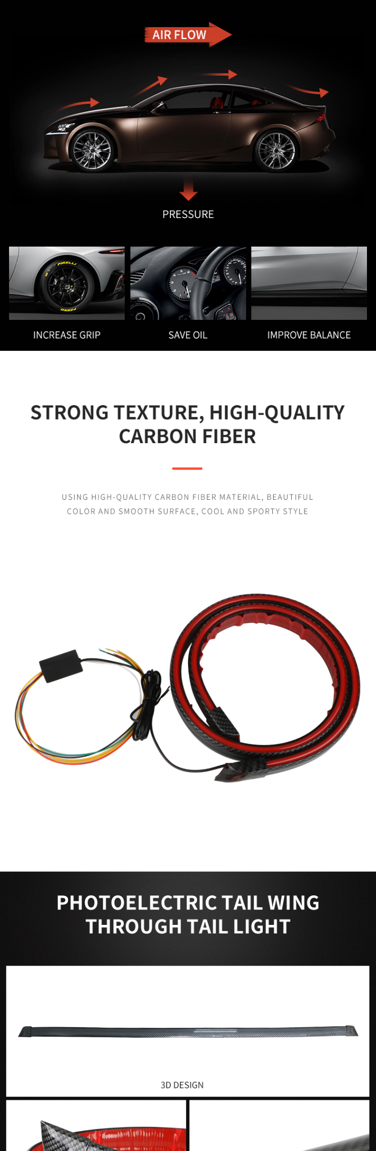 Buy Wholesale China Car Spoiler Auto Rear Trunk Tail Spoiler Strip 12v ...