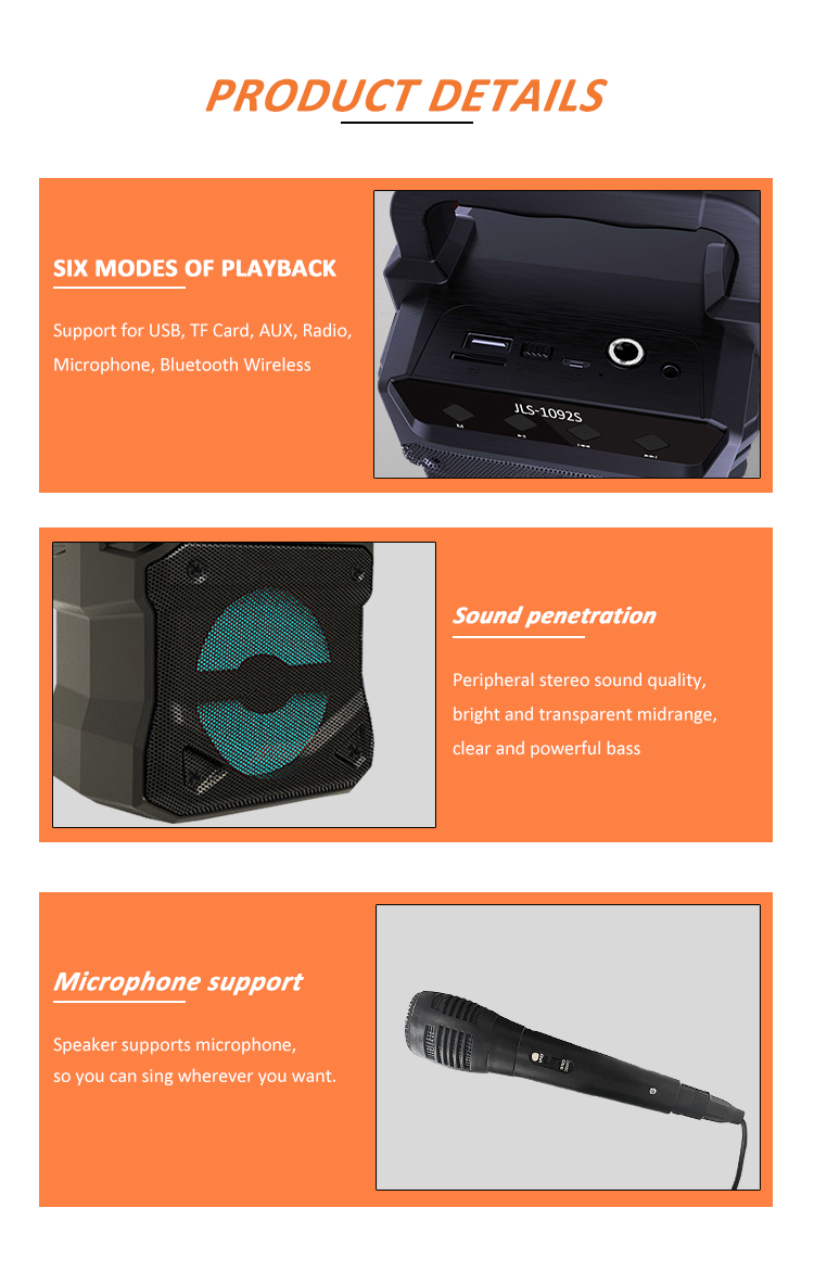 Peripheral Stereo Sound Quality Speaker+mic Support For Usb, Tf Card, Aux, Radio, Microphone ...