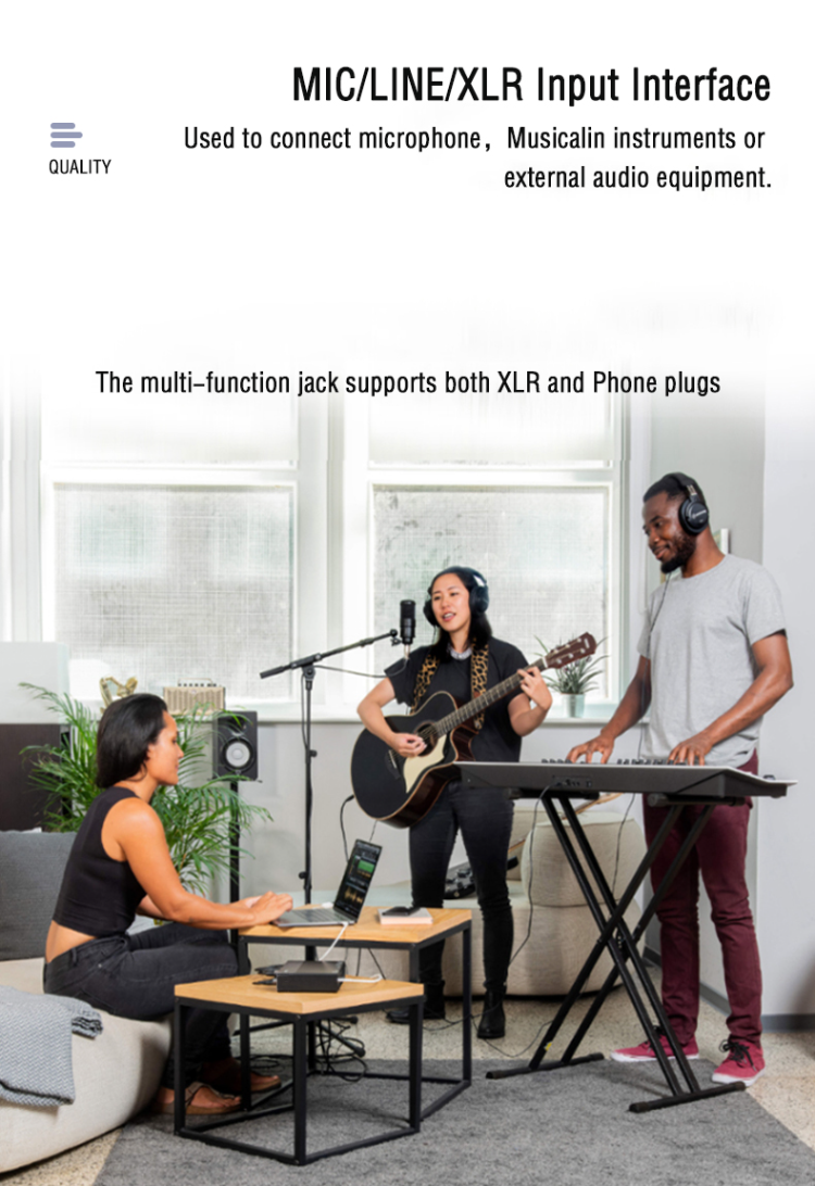 Recording Equipment 24Bit 192kHz USB Audio Interface - 2 Input 2 Output ...