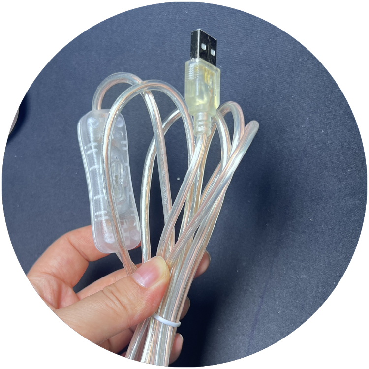 2m Dc5v Cooper Transparent Usb Cable Connector With Switch For Led Neon ...