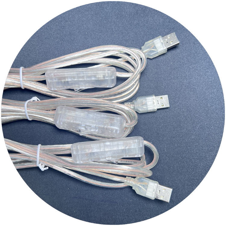 2m Dc5v Cooper Transparent Usb Cable Connector With Switch For Led Neon ...