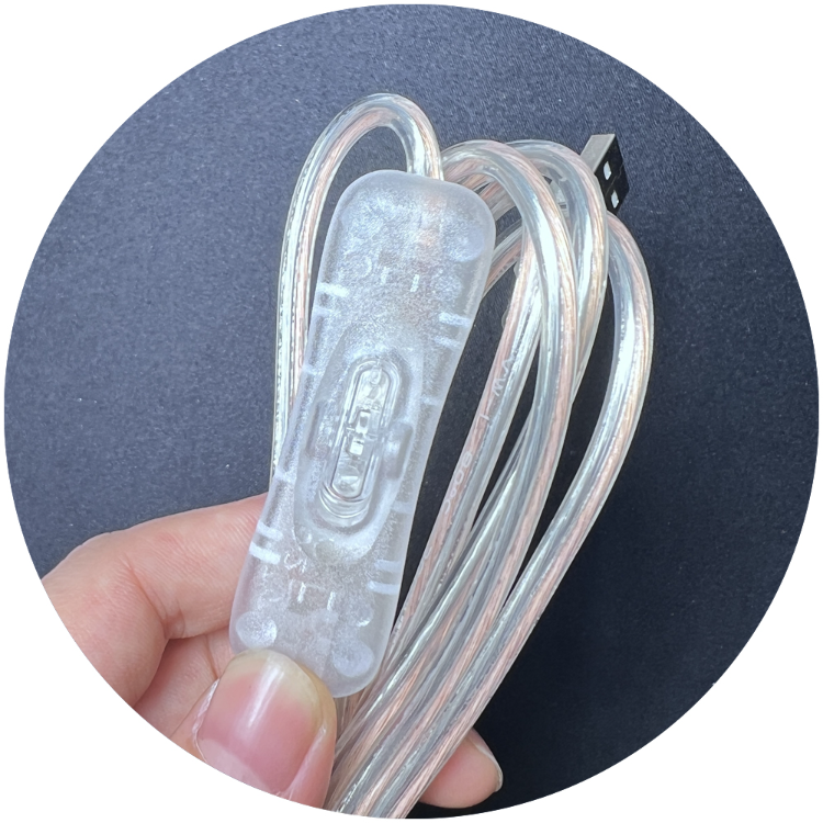 2m Dc5v Cooper Transparent Usb Cable Connector With Switch For Led Neon ...