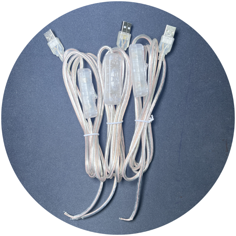 2m Dc5v Cooper Transparent Usb Cable Connector With Switch For Led Neon ...