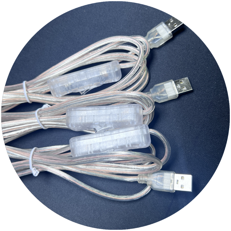 2m Dc5v Cooper Transparent Usb Cable Connector With Switch For Led Neon ...