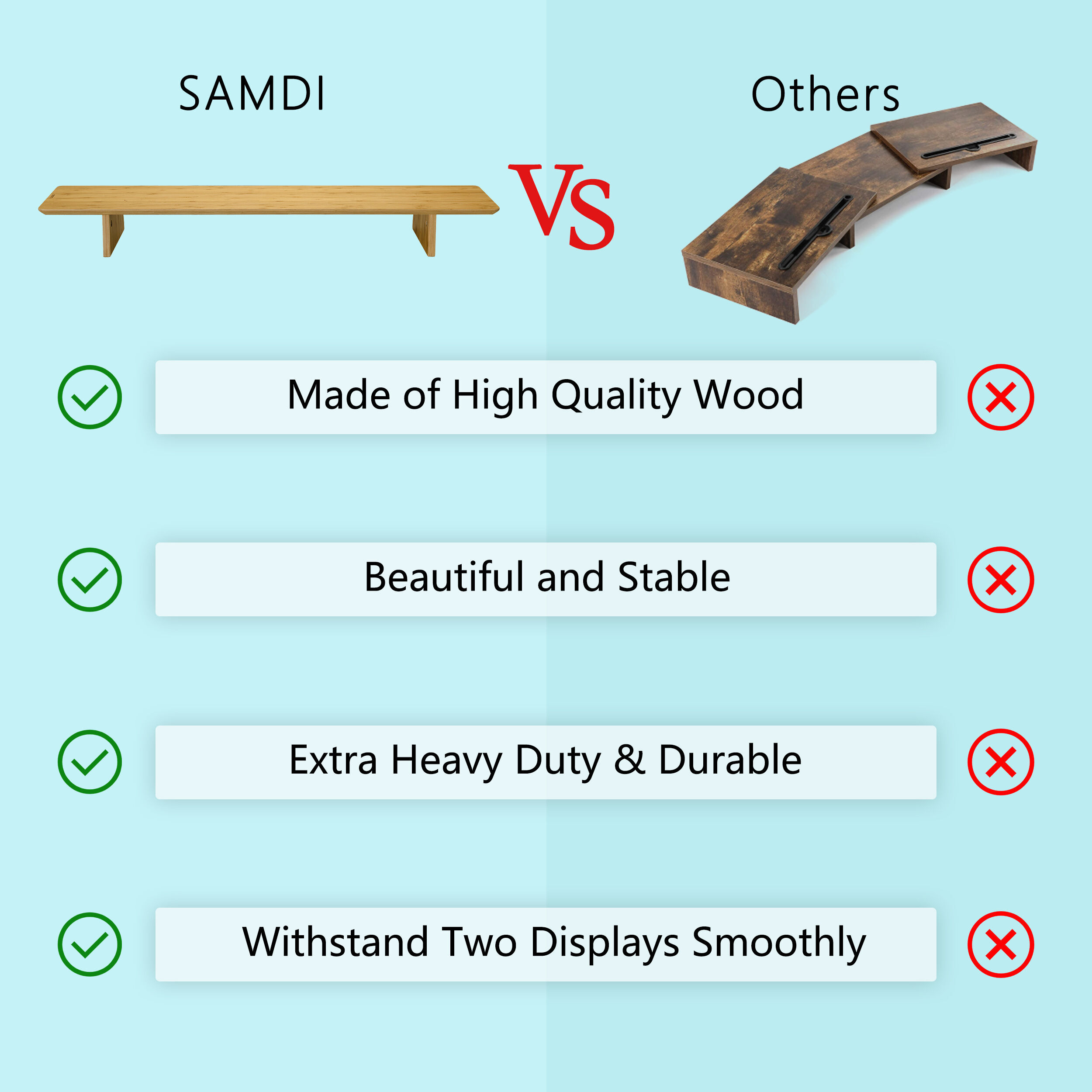 Buy Wholesale China Samdi Bamboo Dual Monitor Stand High Quality Long ...