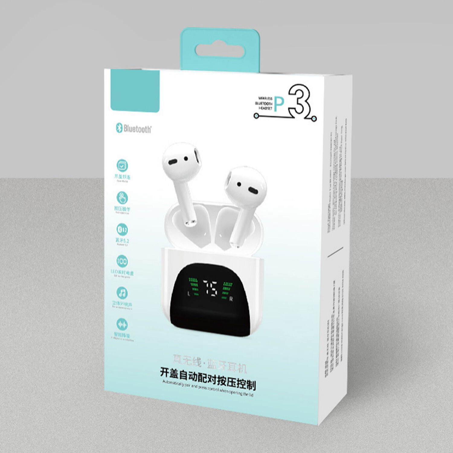 Led Lcd Display Mini Wireless Earbuds Blue Tooth Earphones With Type C ...