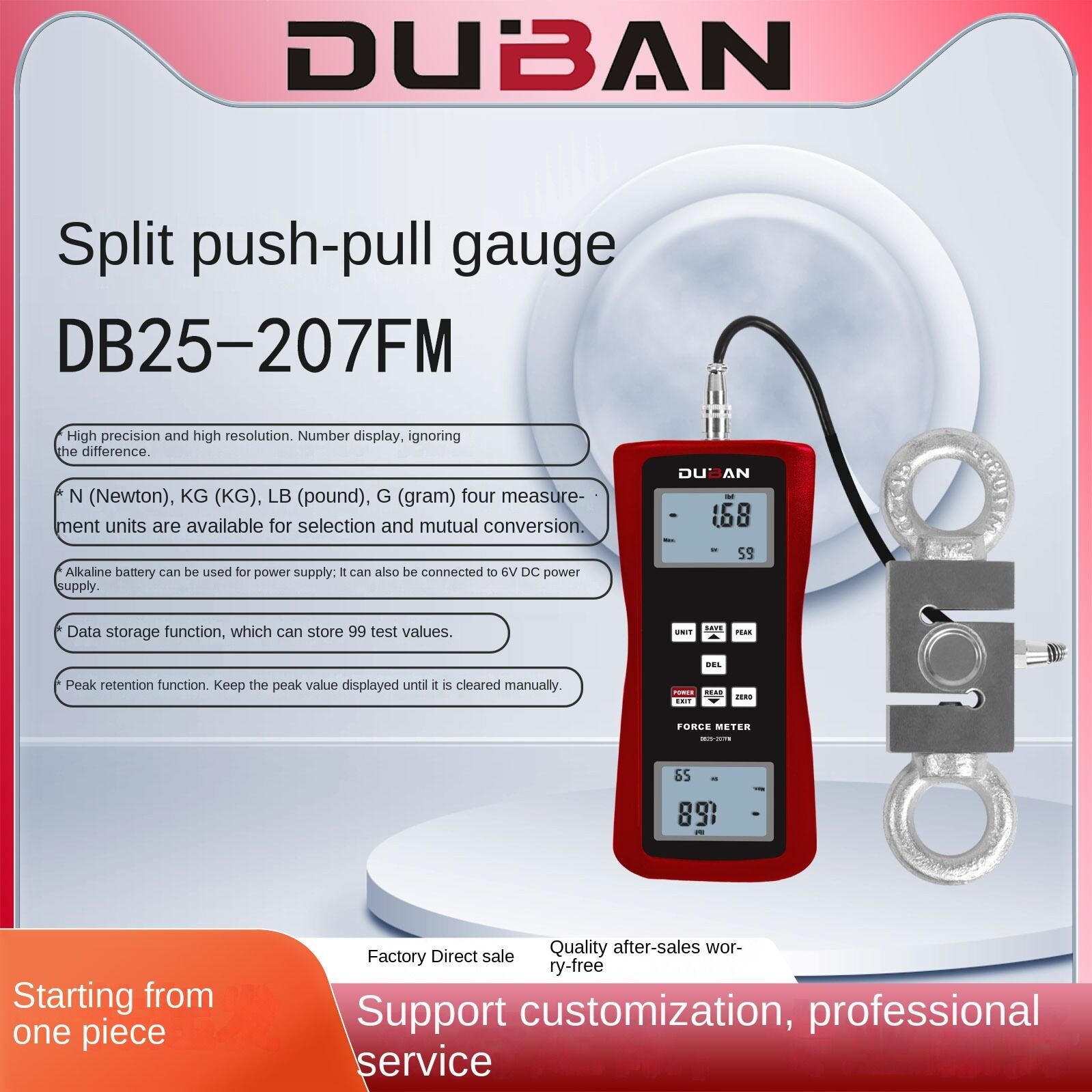 Split Push-pull Force Gauge Db25-207fm-2kn, Force Meter, Force Gauge ...