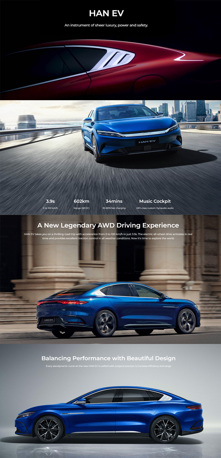 Electric Car Ev 2022 Suv 710km 2023year China Long Range Sedan Dm-p Hybrid Byd Han - Buy China ...