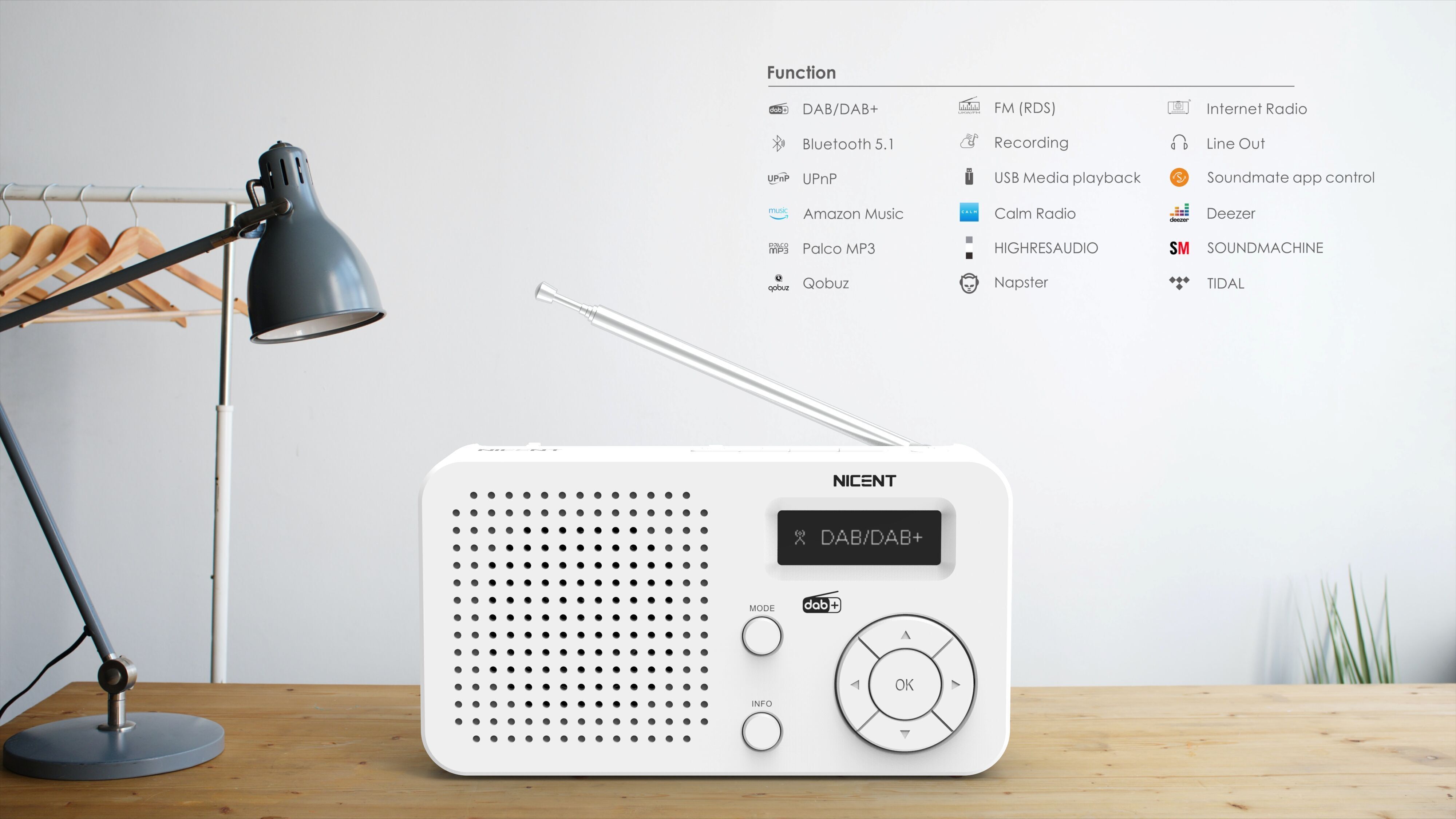 Compact Dab Radio Portable Radio With Dab/dab+, Fm, Bluetooth Rx And Tx ...