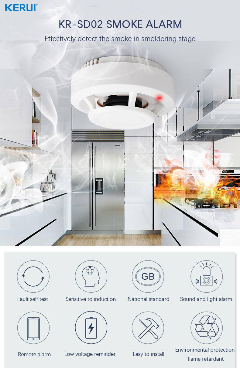 Wholesale Kerui 433mhz Wireless Smoke Alarm Sensor Photoelectric Smoke ...