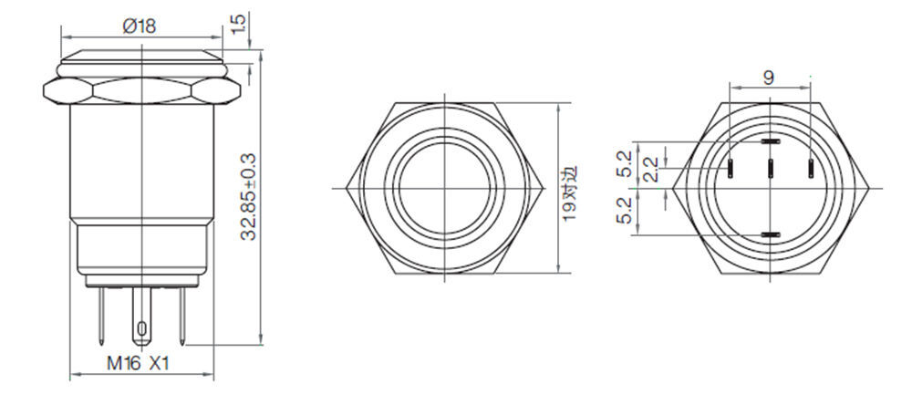 12/16/19/22 Mm Momentary Latching Illuminated Metal Push Button Switch ...