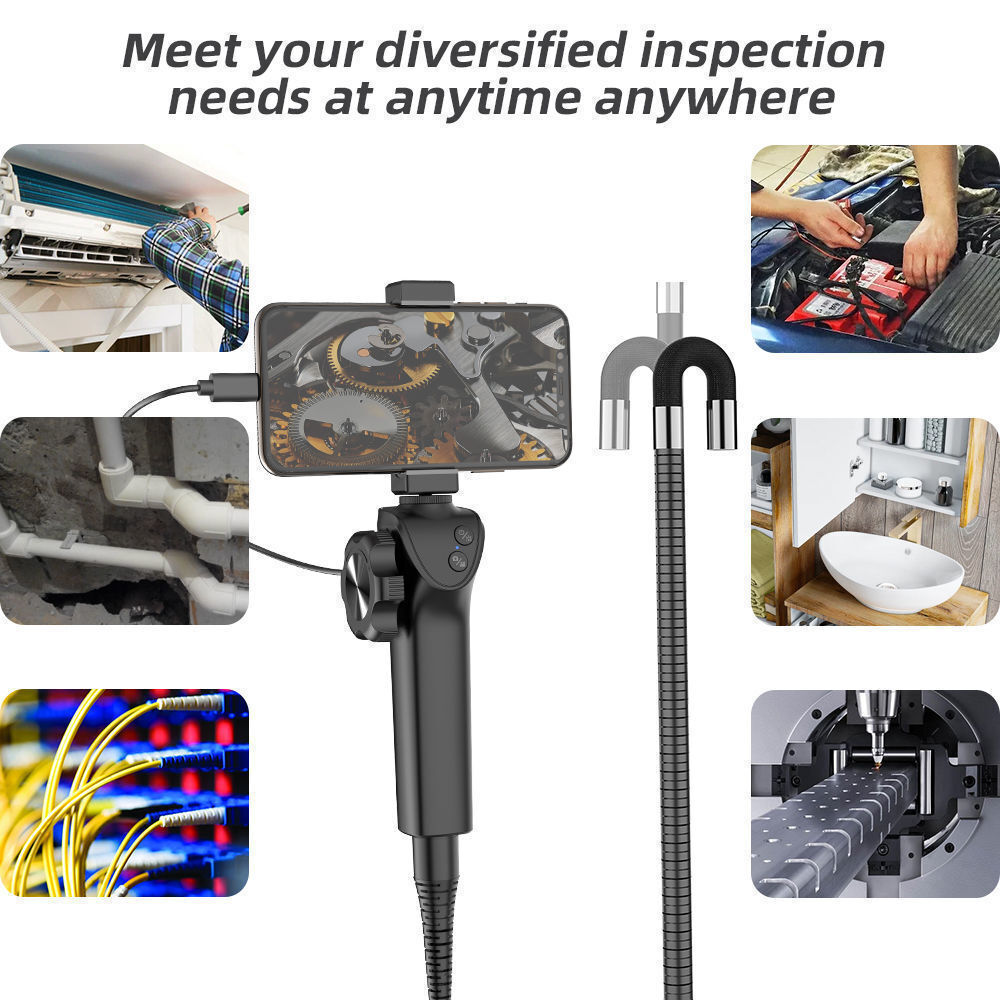 Handheld 2-way Articulated Videoscope 180 Degree Steering Industrial Borescope Endoscope Car ...