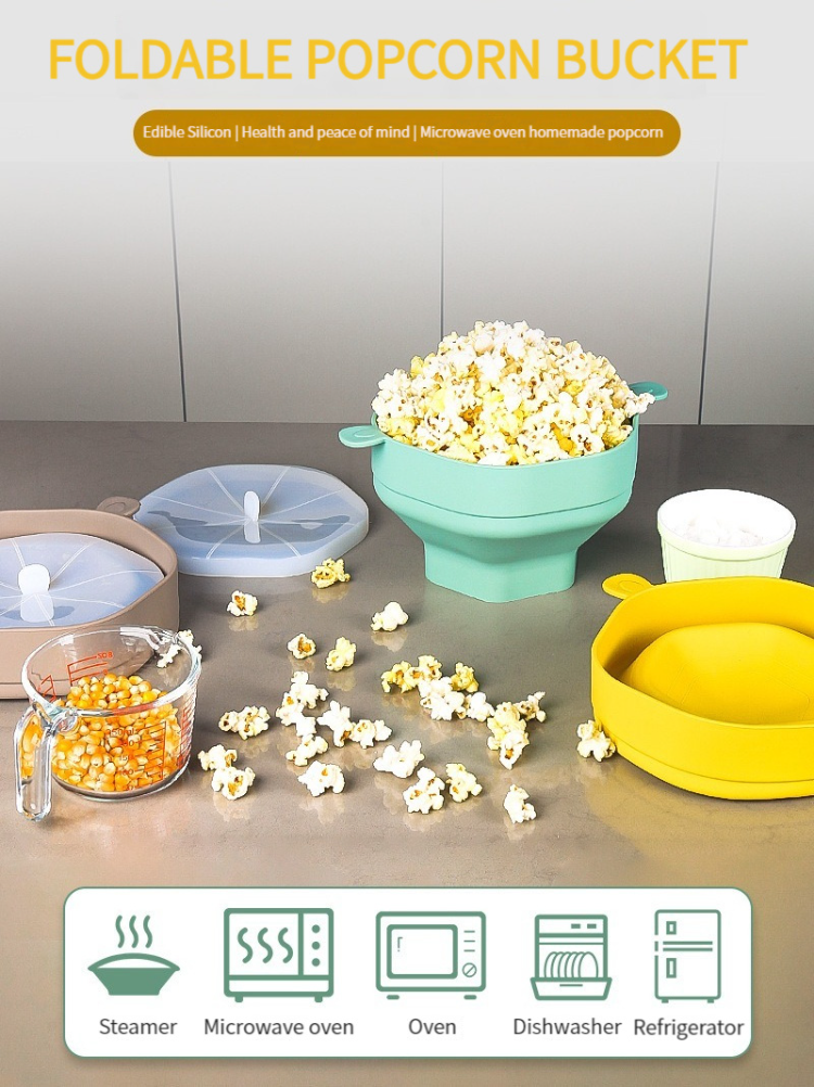 Microwave Eco Friendly Foldable Big Capacity Silicone Popcorn Popper ...