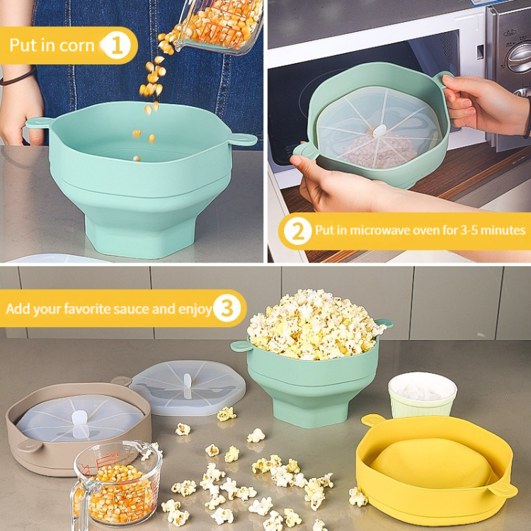 Microwave Eco Friendly Foldable Big Capacity Silicone Popcorn Popper ...