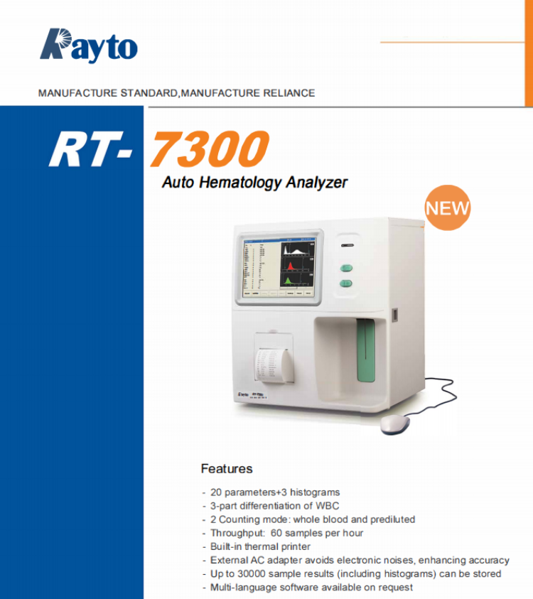 Buy Wholesale China Rayto Rt-7300 Auto 3 Parts Hematology Analyzer Cbc Machine Cheap Portable ...