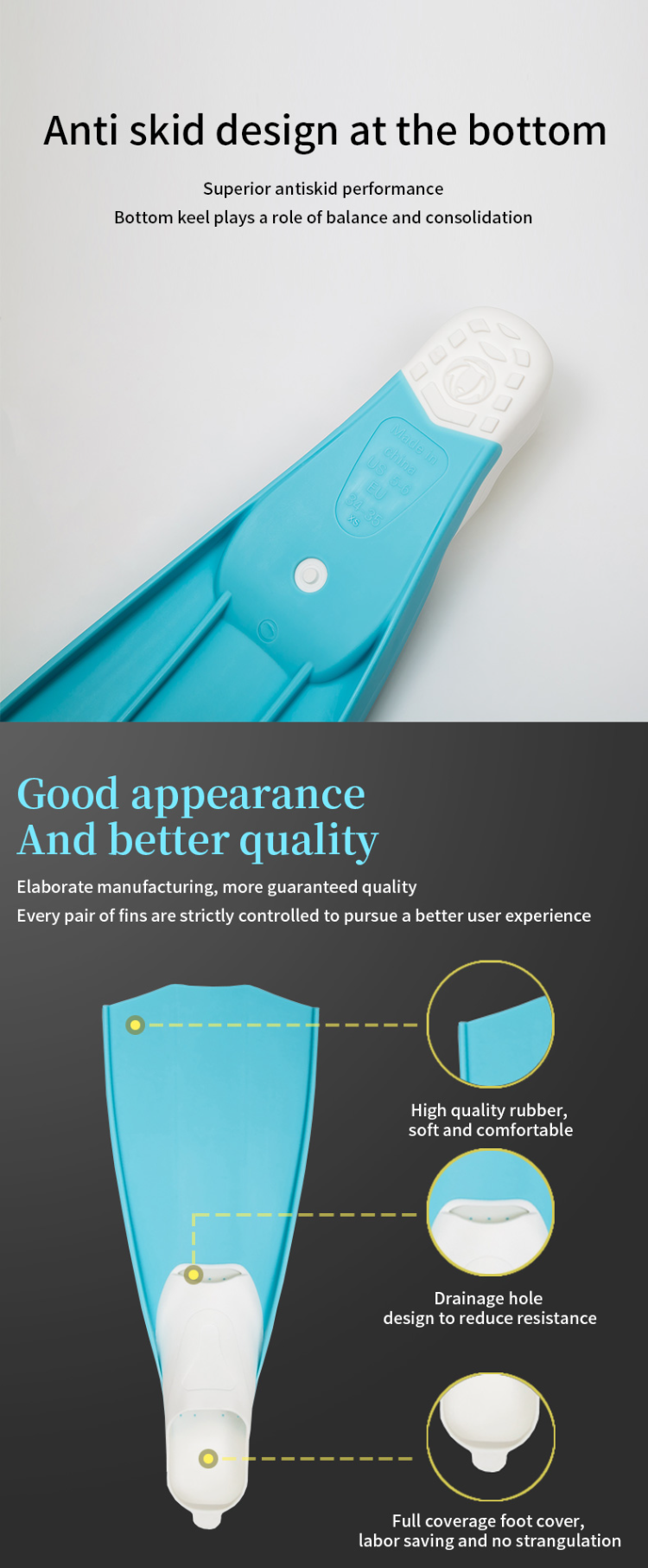 Buy Wholesale China Full Pocket Freediving Fins Spearfishing Soft And ...