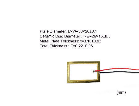 Buy Wholesale China Kd 30*20mm Rectangular Pre-wired Piezo Discs, 2.0 ...