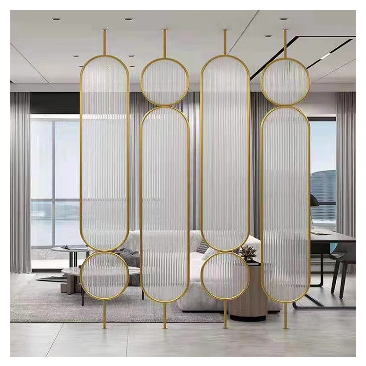 Buy Wholesale China Living Room Metal Frame Divider Glass Stainless ...
