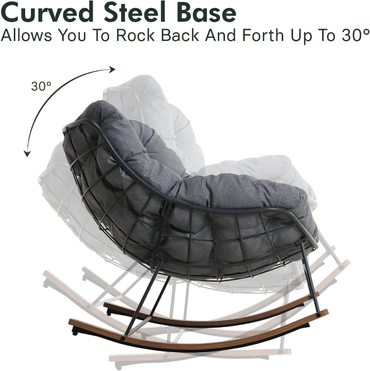 Patio Outdoor Rocking Chair Comfy Modern Steel Metal Rocker Chair With ...