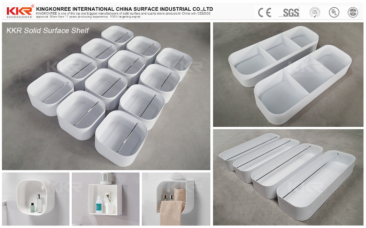 Wall Mounted Acrylic Solid Surface Bathroom Shelf Round Cube Wall Shelf ...