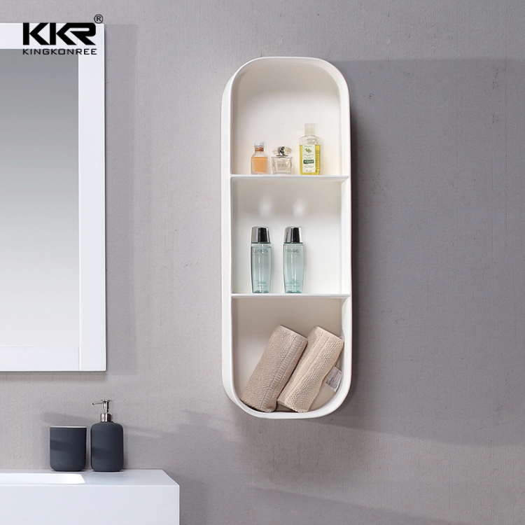 Wall Mounted Acrylic Solid Surface Bathroom Shelf Round Cube Wall Shelf ...
