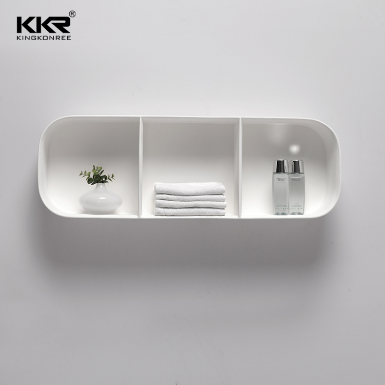 Wall Mounted Acrylic Solid Surface Bathroom Shelf Round Cube Wall Shelf ...