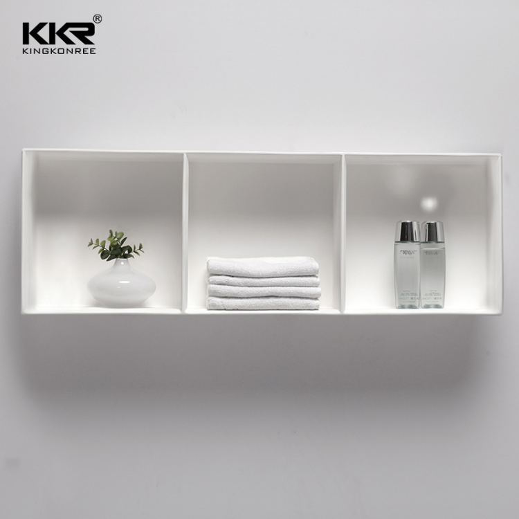 Wall Mounted Acrylic Solid Surface Bathroom Shelf Round Cube Wall Shelf ...