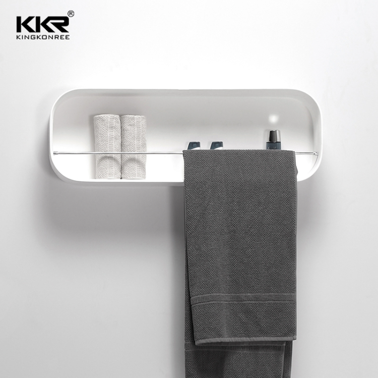 Wall Mounted Acrylic Solid Surface Bathroom Shelf Round Cube Wall Shelf ...