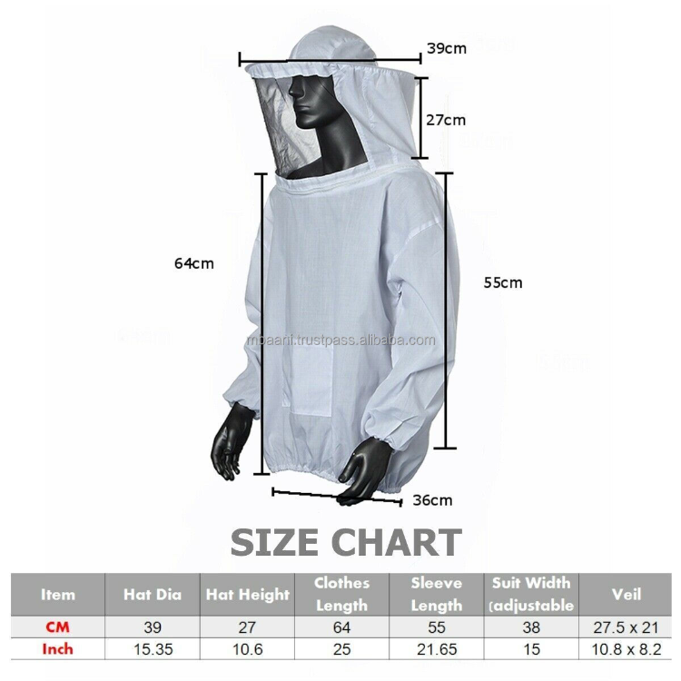 Pro Full Body Anti-bee Suit Beekeeping Clothing With Cotton Veil Hood ...