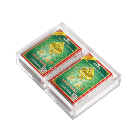 Poker Clear Acrylic 2 Deck Canasta Playing Card Tray Sliding Lid Lucite ...