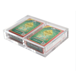 Poker Clear Acrylic 2 Deck Canasta Playing Card Tray Sliding Lid Lucite ...