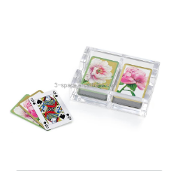 Poker Clear Acrylic 2 Deck Canasta Playing Card Tray Sliding Lid Lucite ...